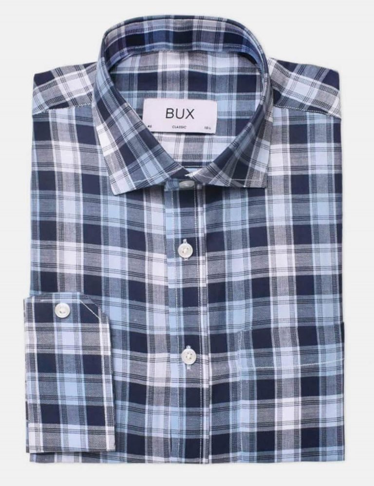 Sky Blue Gingham Check Shirt - Buxstyle | wrinkle free