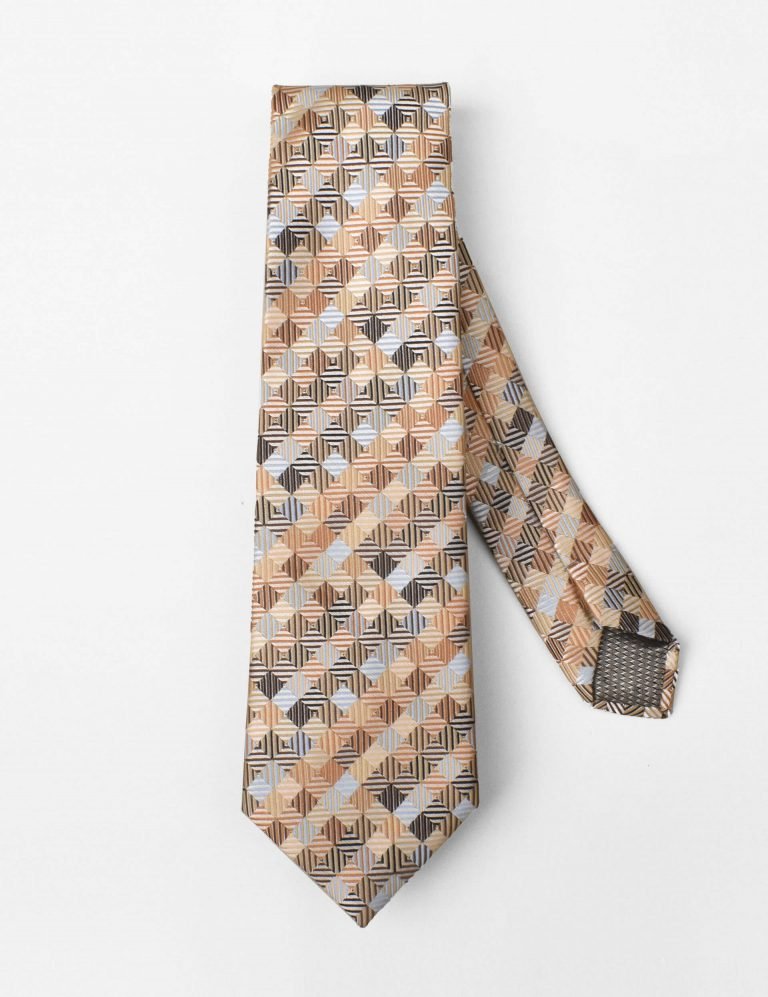Navy blue & Blue Geometric Tie - Buxstyle